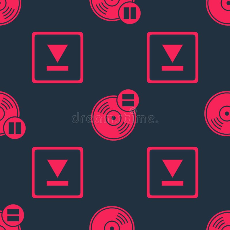 Set Fast Forward and Vinyl Disk on Seamless Pattern. Vector Stock ...