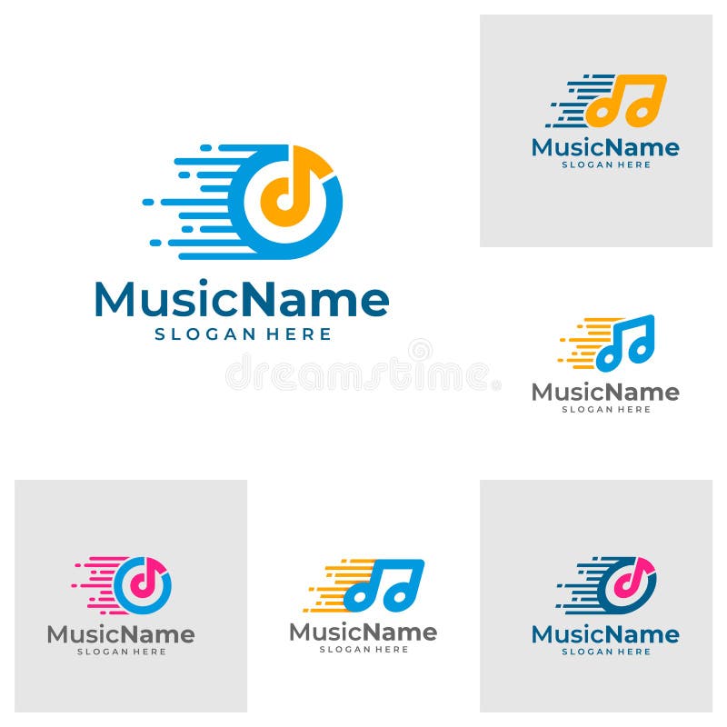 Set of Fast Music Logo Template Design Vector, Emblem, Design Concept ...