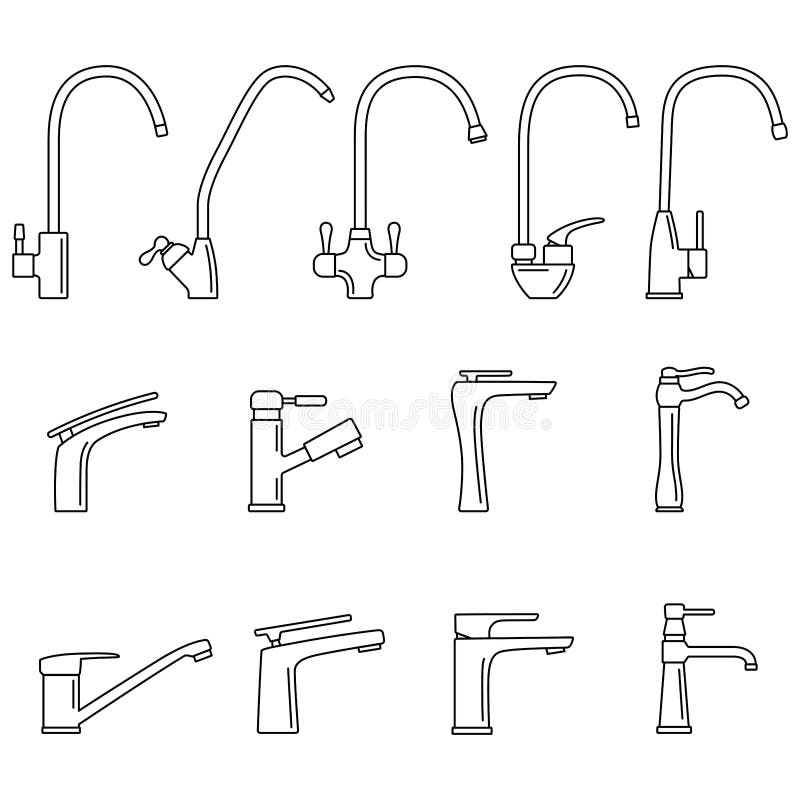 Set of Faucet Icons. Water Tap Icons, Vector Illustration Stock Vector ...