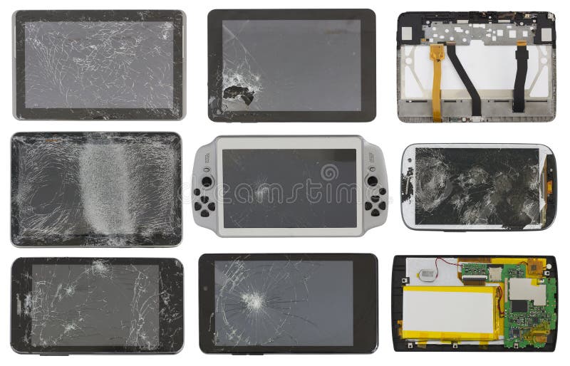 Set of the Faulty Personal Electronic Devices Stock Image - Image of ...