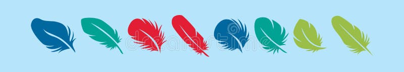 Set of Feather Cartoon Icon Design Template with Various Models. Vector ...