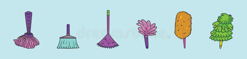 Set of Feather Duster Cartoon Icon Design Template with Various Models ...