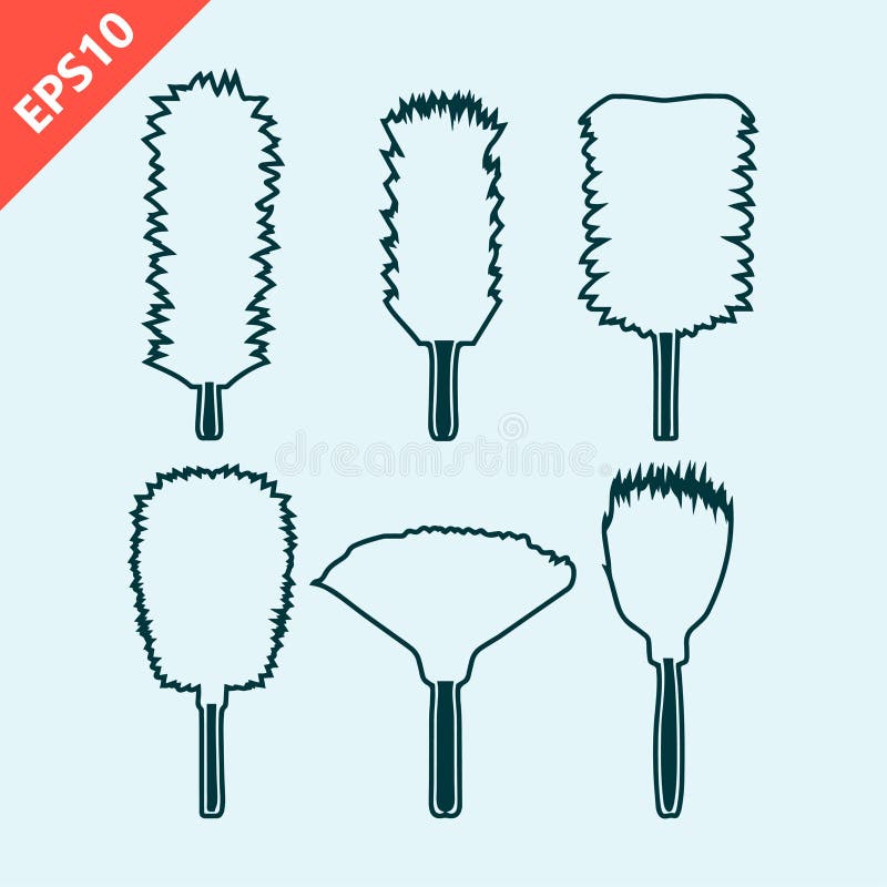 Set of Feather Duster Design Vector Flat Isolated Illustration Stock ...