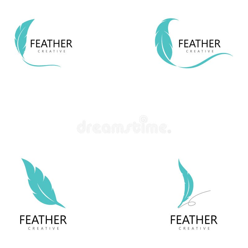 Set of Feather Logo Icon Vector Template. Stock Vector - Illustration ...