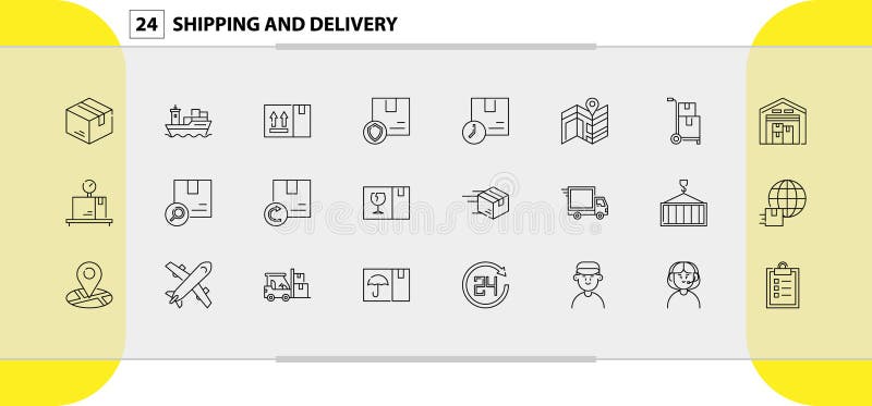 24 Shipping and Delivery Logistics Outline Icons Set Stock Vector ...