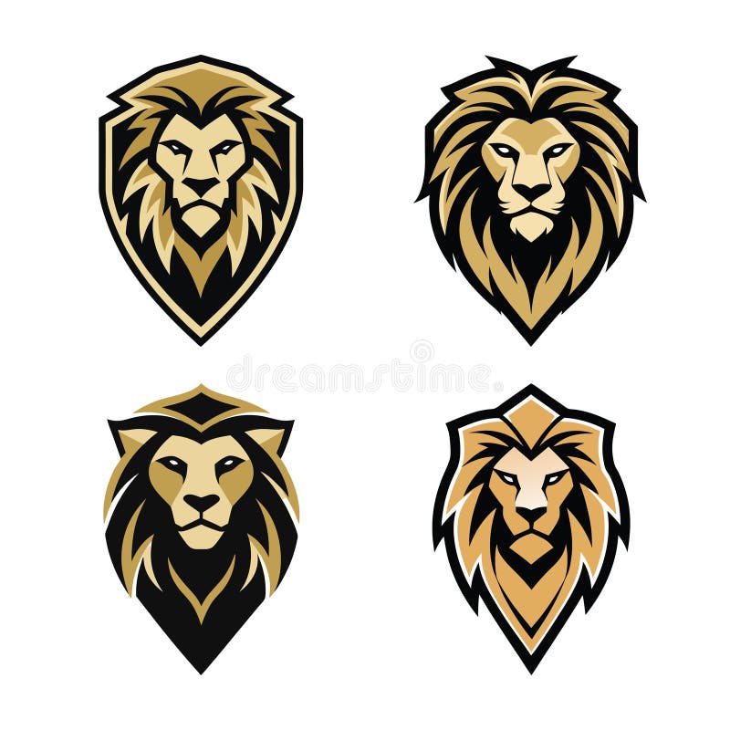 Strong Lion Head Vector Graphics – 4 Stylized Designs for Logos, Badges ...