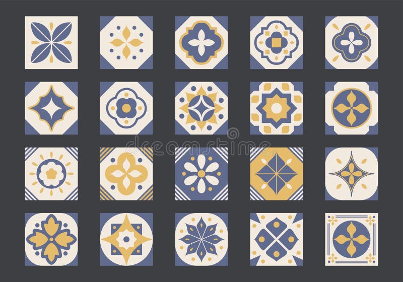 Tile Motif Seamless Patterns Illustrations Element Stock Vector ...