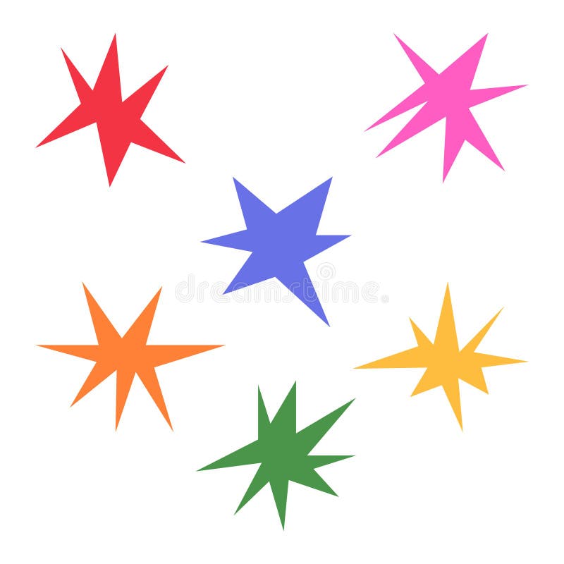 Set Featuring Images of Irregular Sharp Stars. it Includes Abstract ...