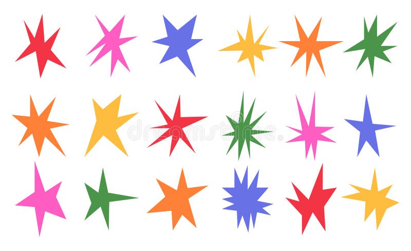 Set Featuring Images of Irregular Sharp Stars. it Includes Abstract ...