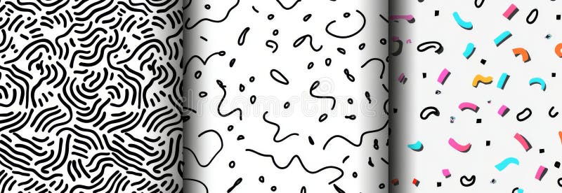 Seamless Hand Drawn Pattern Set Small Dashes Stock Photos - Free ...