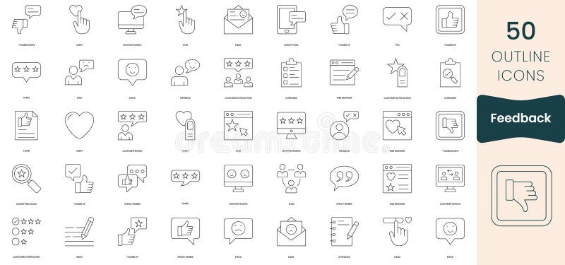 Set of Feedback Icons. Thin Outline Icons Pack Stock Vector ...