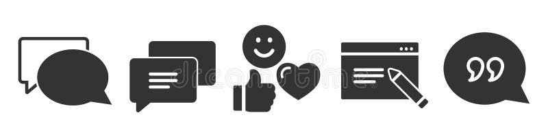 Set of Feedback Simple Icons in Black Stock Vector - Illustration of ...