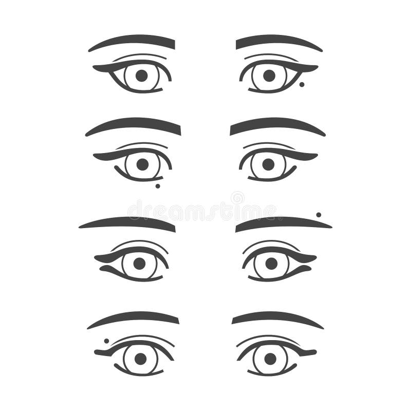Set of Female Eyes with Different Form and Makeup Stock Vector ...