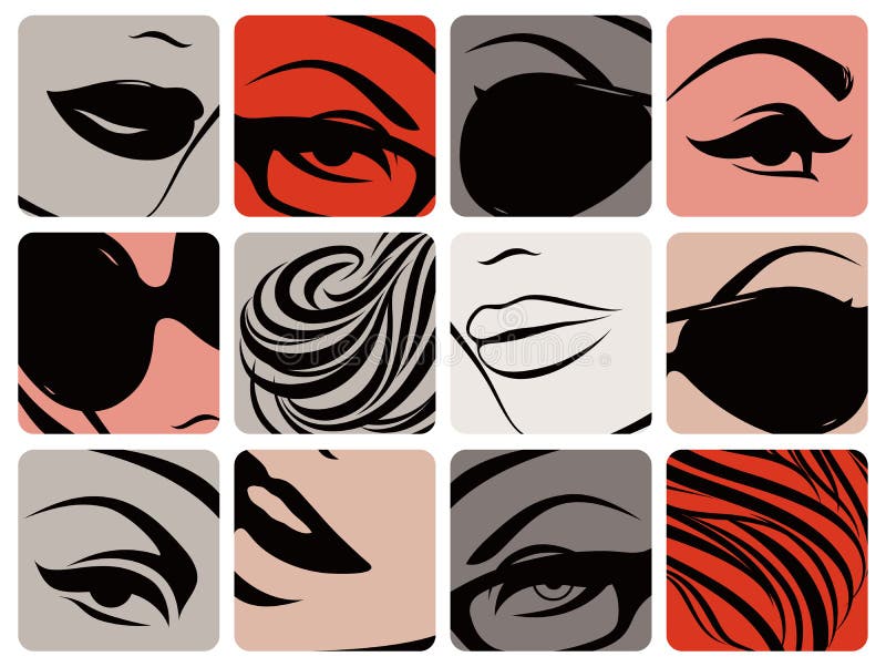 Set of Female Face Parts. Vector Illustration. Stock Vector ...