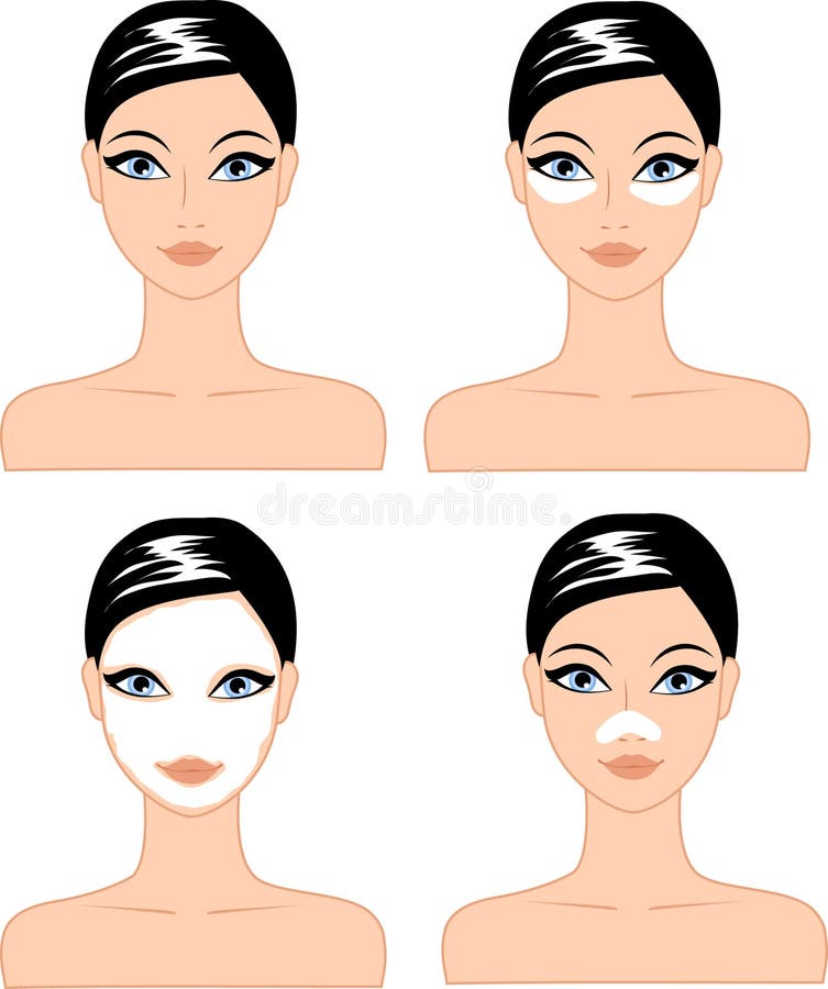 Beautiful Woman Portrait. Face Chart Makeup Artist Blank Template ...