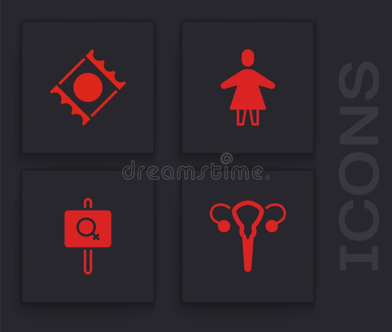 Set Female Reproductive System, Condom in Package, and Feminist ...