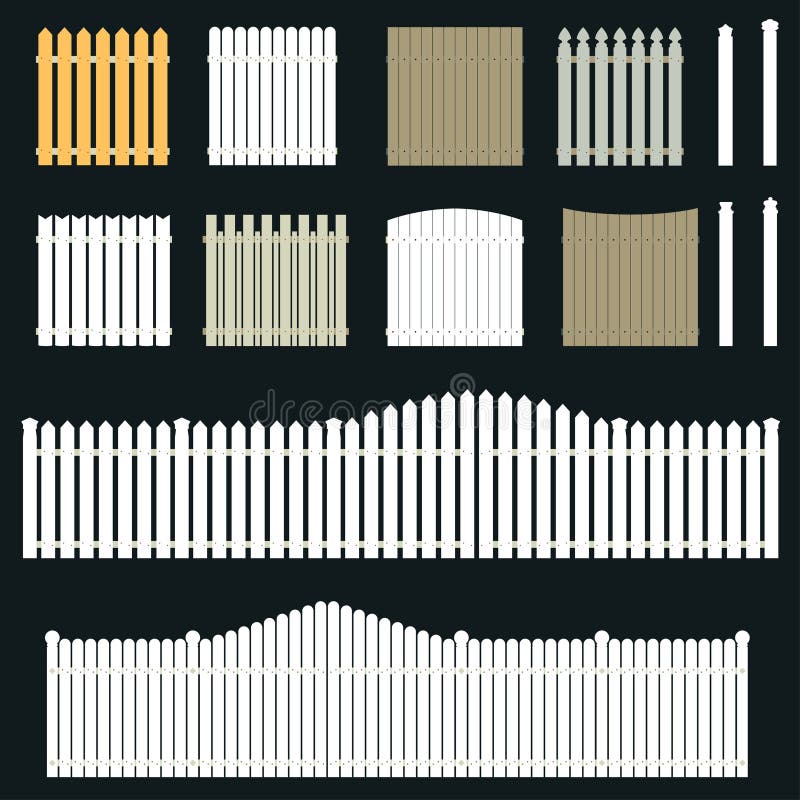 Set of Fence, Palisade - Vectors Stock Vector - Illustration of outdoor ...