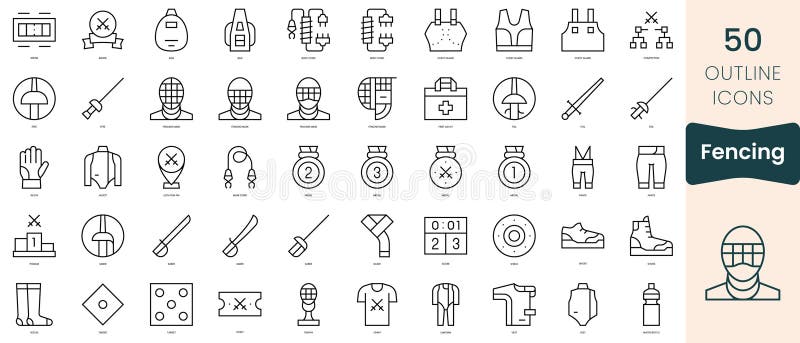 Set of Fencing Icons. Thin Linear Style Icons Pack Stock Vector ...