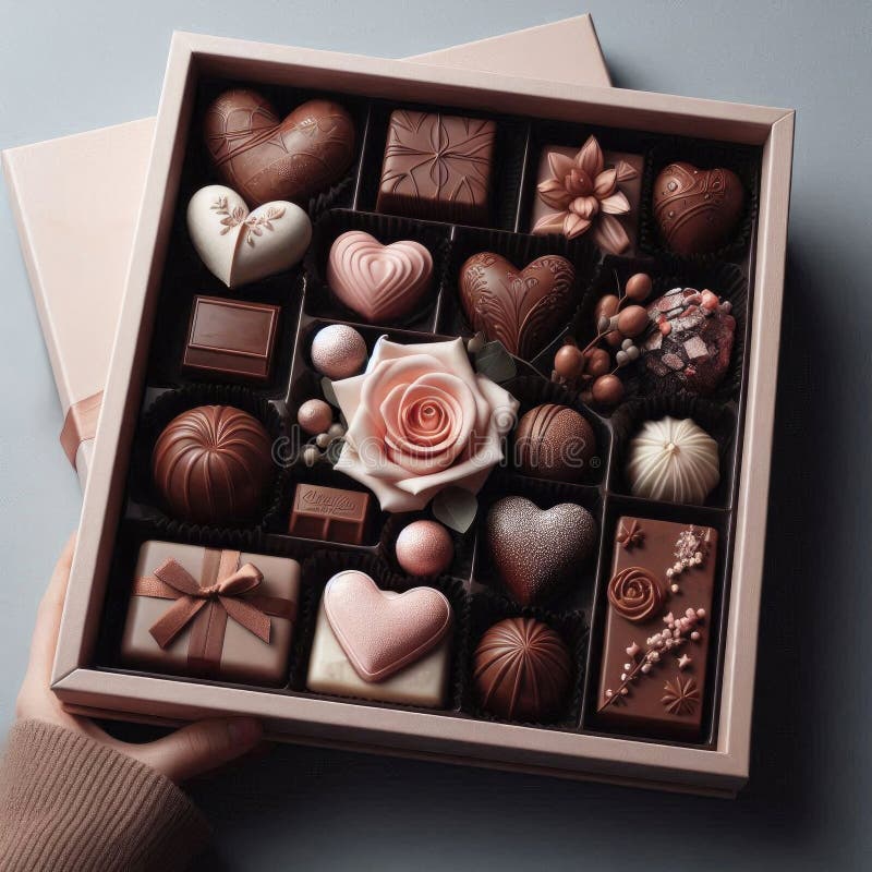 A Set of Festive Chocolate Sweets of Various Shapes and Designs in a ...