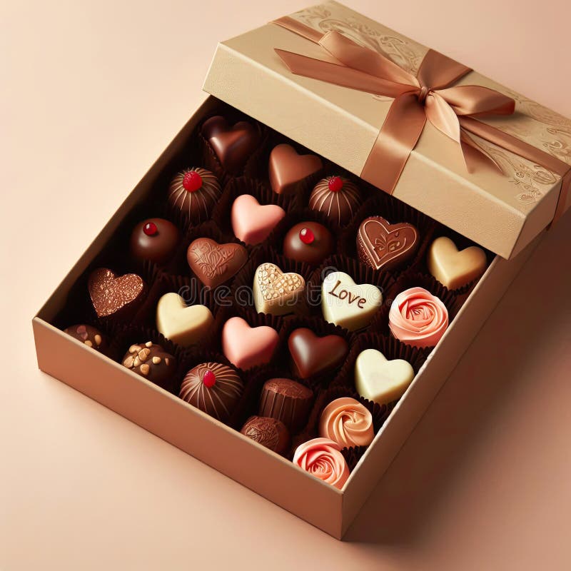 A Set of Festive Chocolate Sweets of Various Shapes and Designs in a ...