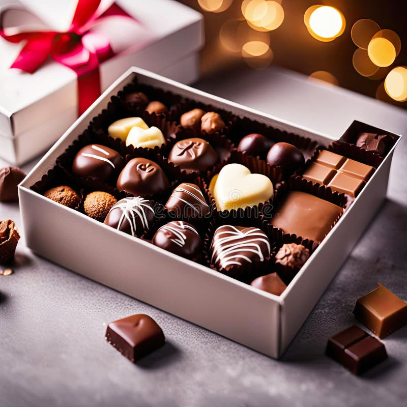 A Set of Festive Chocolate Sweets of Various Shapes and Designs in a ...