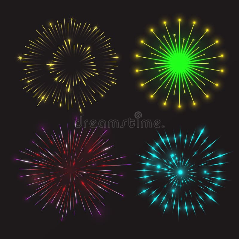 Set of festive fireworks stock vector. Illustration of event - 82336847
