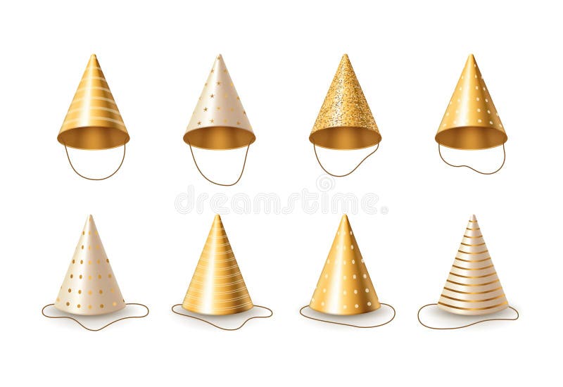 Set of festive golden caps stock vector. Illustration of collection ...