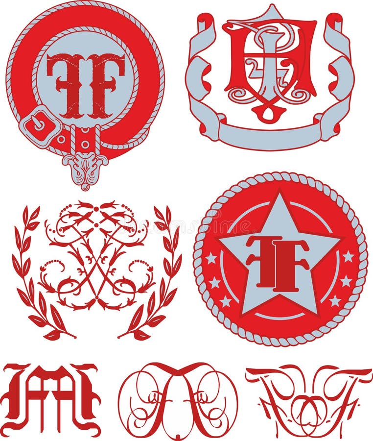Set of FF Monograms and Emblem Templates Stock Vector - Illustration of ...
