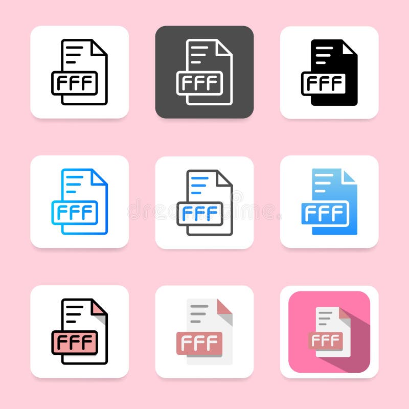 Set Fff of Elegant and Futuristic Document File Format Icons Stock ...