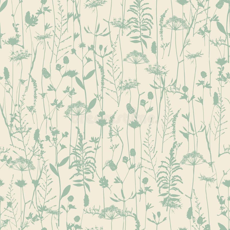 Set of Field Flowers, Herbs. Element of Seamless Pattern. Paper Design ...