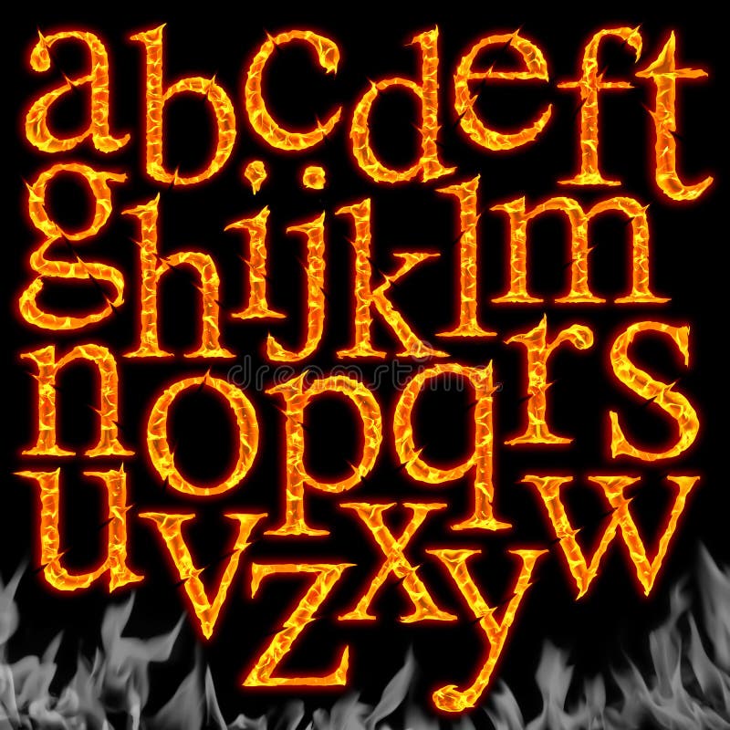 Fiery font collection stock illustration. Illustration of isolated ...