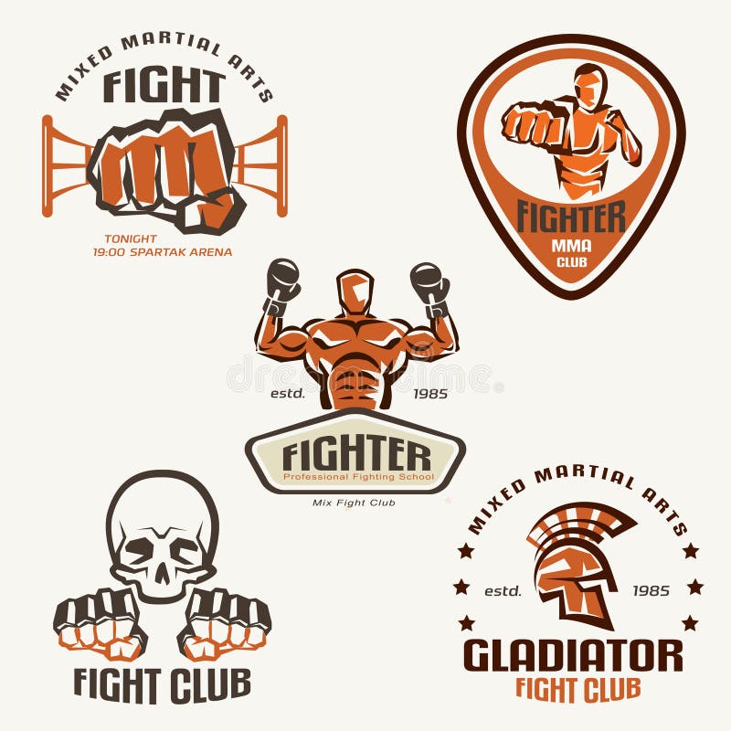 Set of Fighting Club Emblems, MMA Stock Vector - Illustration of design ...