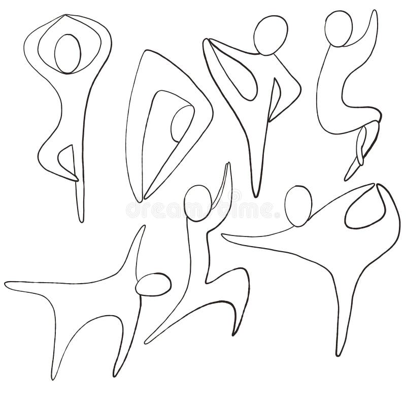 Set of Figures Doing Exercises Stock Illustration - Illustration of ...