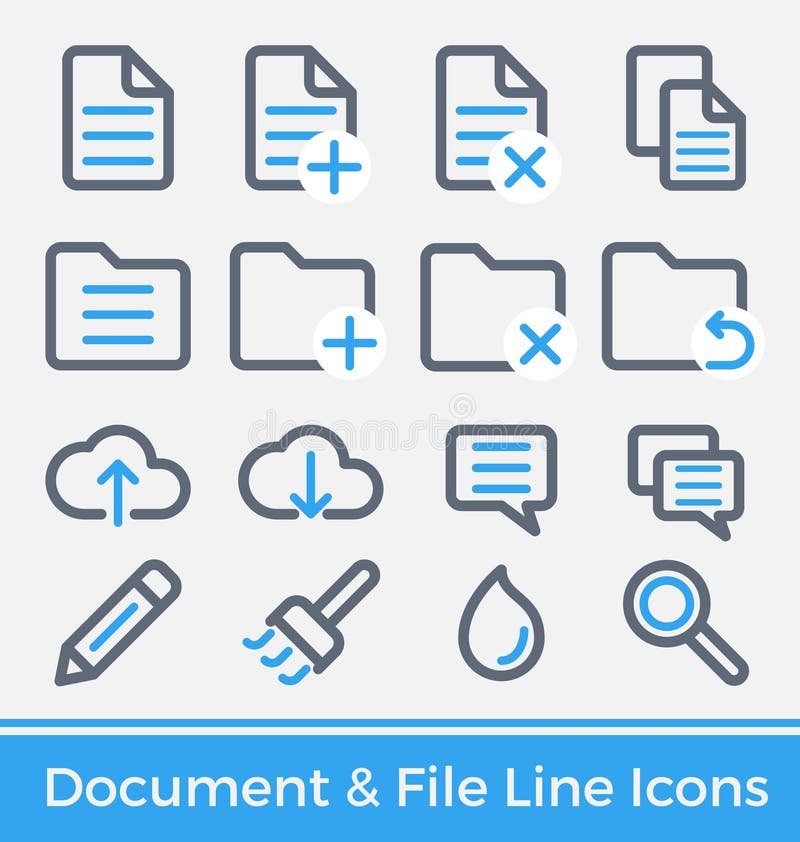 Set Of File And Directory Management Line Icons Design Stock Vector Illustration Of File 6328