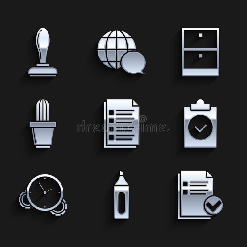 Set File Document, Marker Pen, Document and Check Mark, Completed Task ...