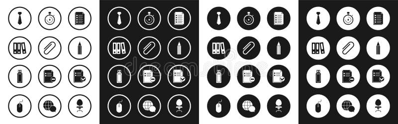 Set File Document, Paper Clip, Office Folders with Papers and Documents ...