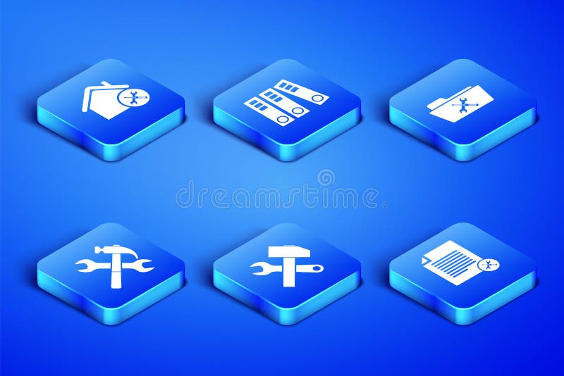 Set File Document Service, House, Crossed Hammer and Wrench, Office ...