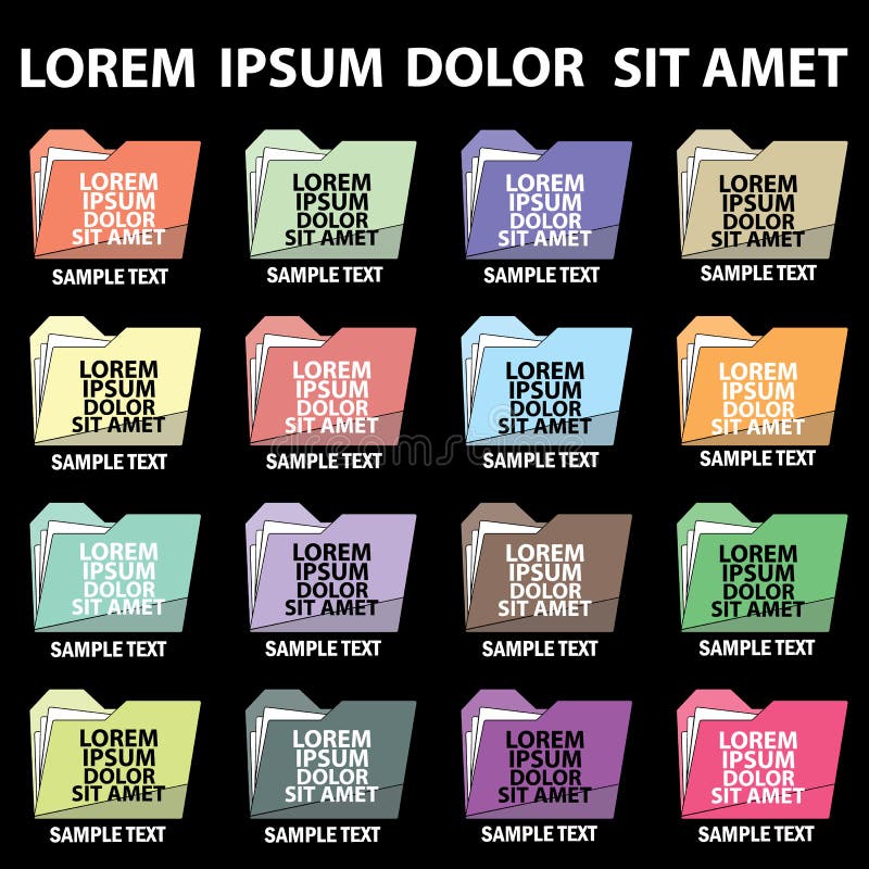 Set of file folder stock vector. Illustration of backdrop - 71350714