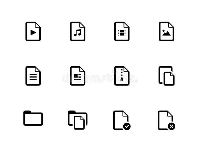 Set of Files Icons on White Background. Stock Vector - Illustration of ...