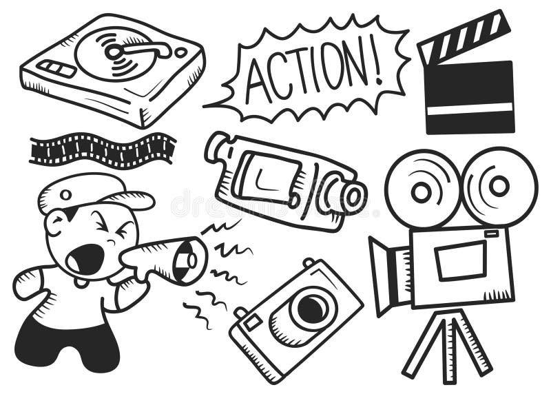 Film industry doodle stock illustration. Illustration of frame - 29861050