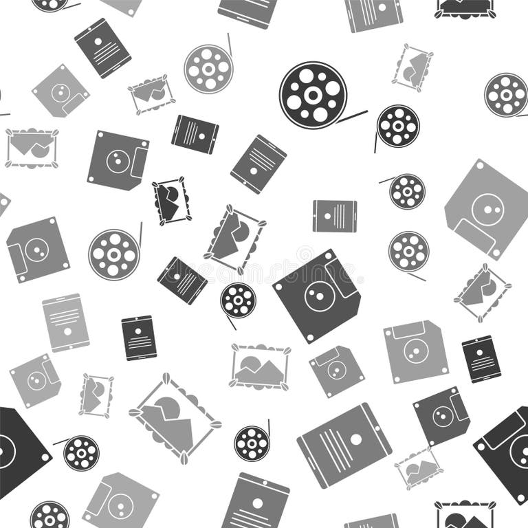 Set Film Reel, Tablet, Floppy Disk for Computer Data Storage and ...