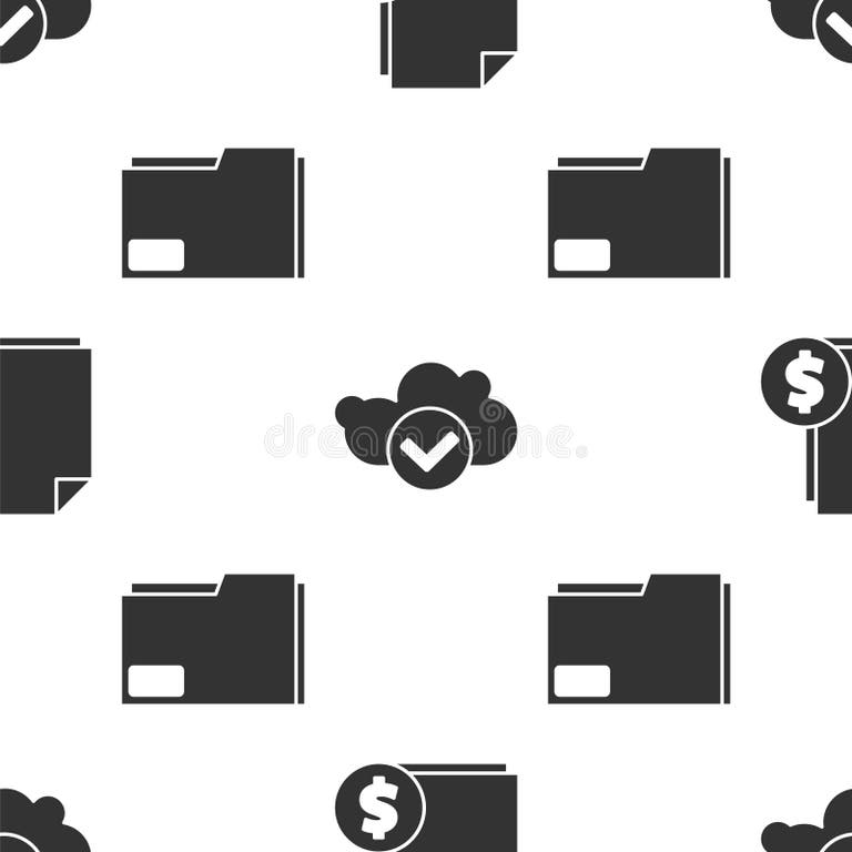 Set Finance Document, Cloud with Check Mark and Document Folder on ...