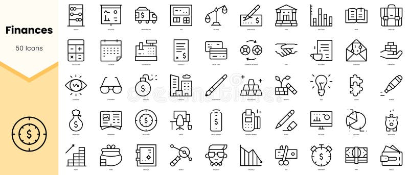 Set of Finances Icons. Simple Line Art Style Icons Pack Stock Vector ...
