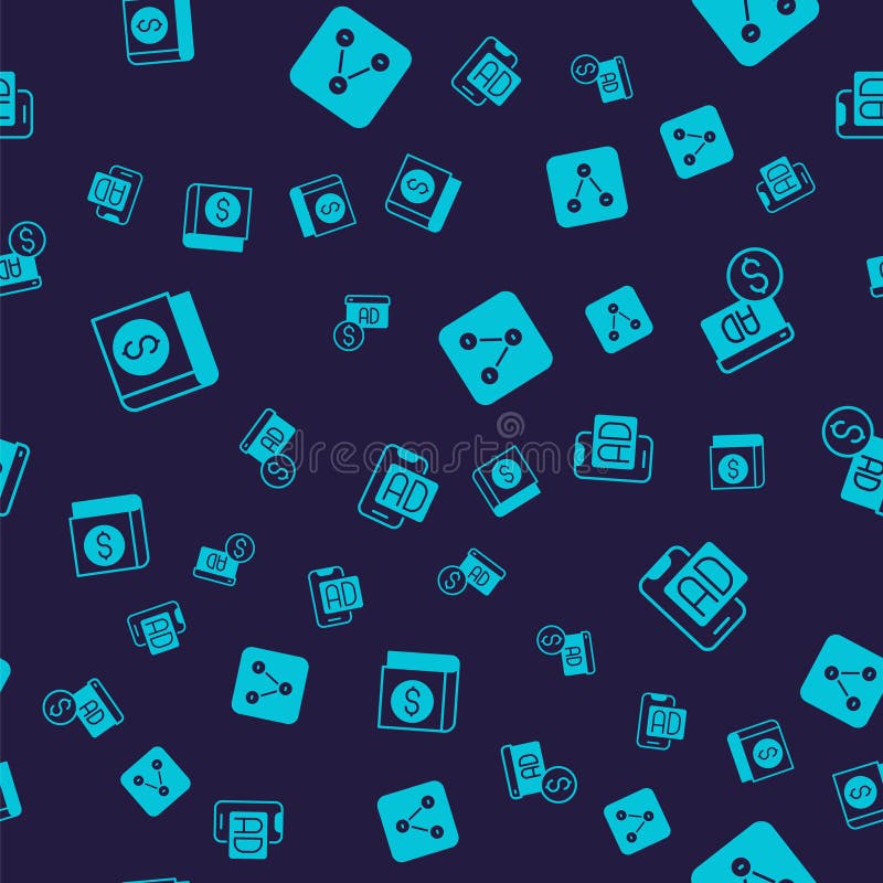 Set Financial Book, Advertising, Share and on Seamless Pattern. Vector ...