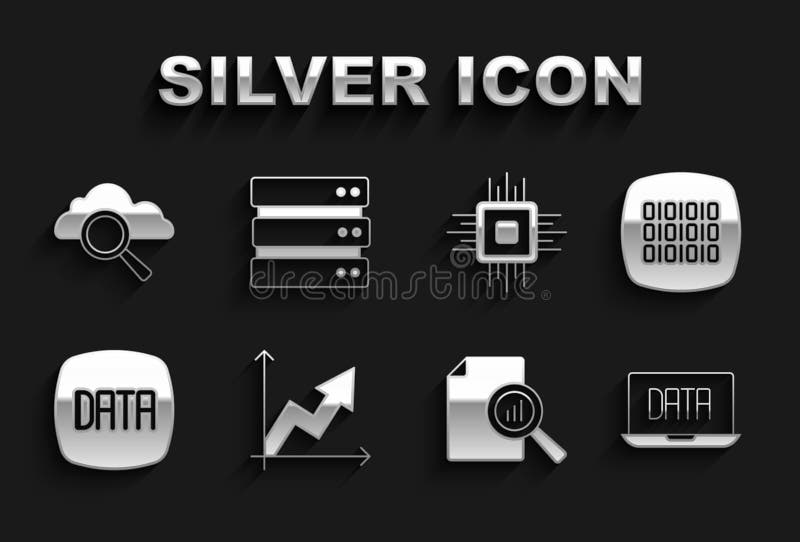 Set Financial Growth, Binary Code, Data Analysis, Document with Graph Chart, Processor CPU ...