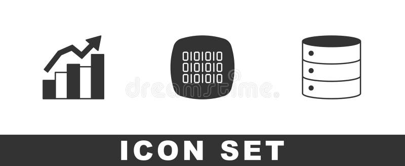 Set Financial Growth, Binary Code and Server Icon. Vector Stock ... Set Financial Growth, Binary Code and Server Icon. Vector Stock ...