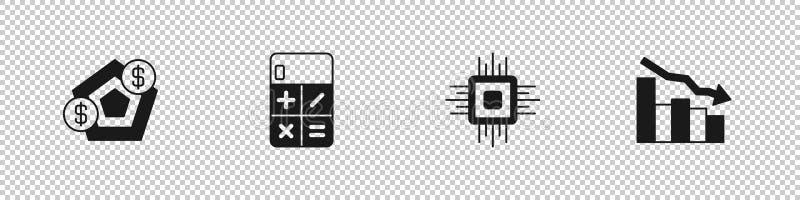 Set Financial Growth, Calculator, Processor CPU and Decrease Icon. Vector Stock Vector ...