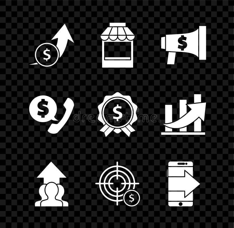 Set Financial Growth and Coin, Megaphone Dollar, Growth Chart Progress ... Set Financial Growth and Coin, Megaphone Dollar, Growth Chart Progress ...
