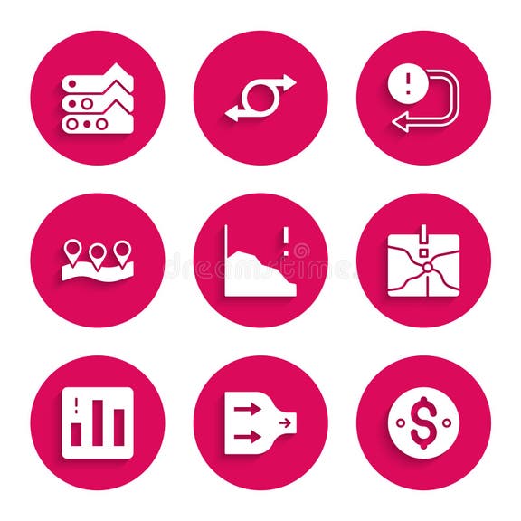 Set Financial Growth Decrease, Arrow, Dollar Symbol, Intersection Point, Pie Chart Infographic ...