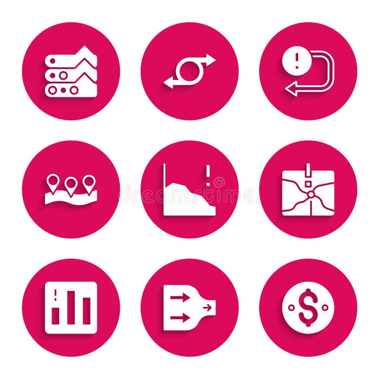Set Financial Growth Decrease, Arrow, Dollar Symbol, Intersection Point, Pie Chart Infographic ...